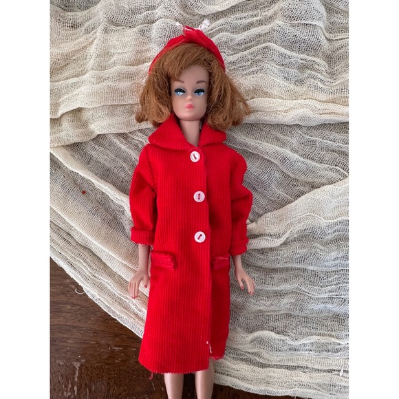 Toys | Red Corduroy Vintage Clone Barbie Coat And Hat British Crown ...